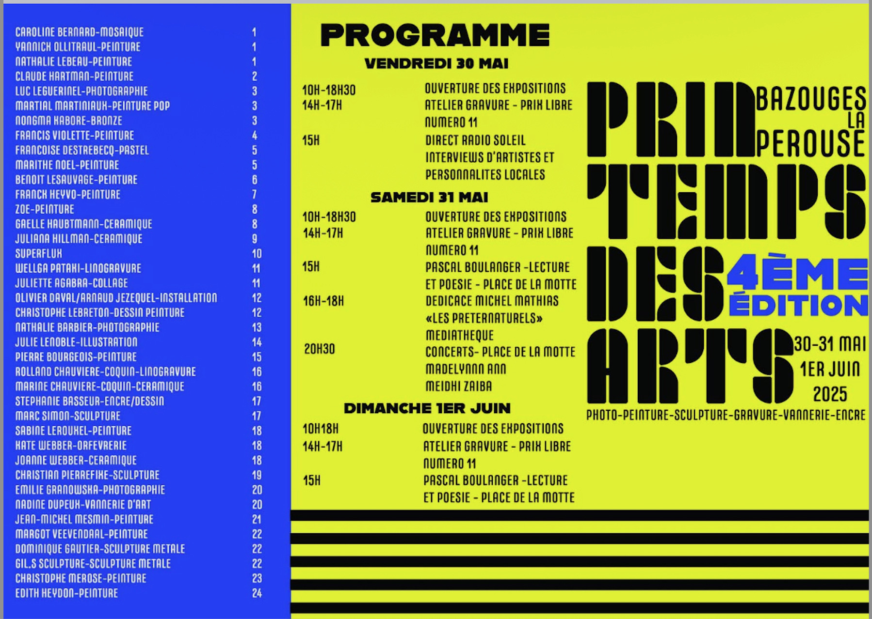 Printemps Des Arts à Bazouges-La-Pérouse (35) du Ven 30 mai au Dim 1er juin 2025. | Les carreaux ...